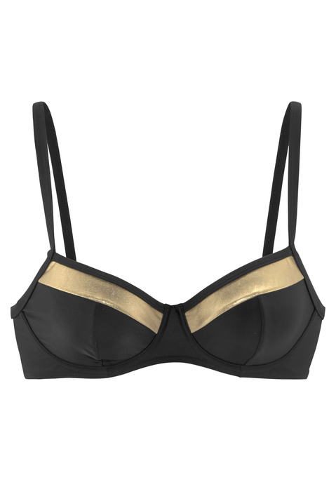 Lascana Bügel Bikini Top Elodie Schwarz Goldfarben Cup C 36